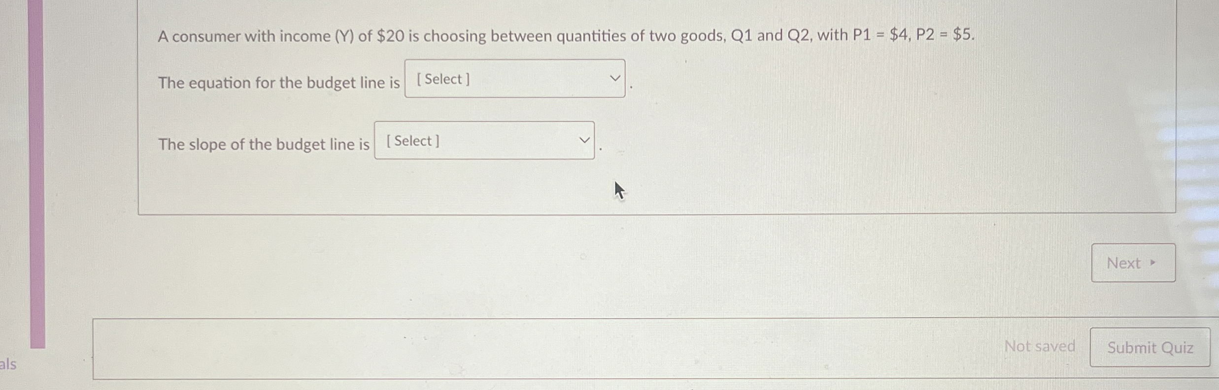 Solved A consumer with income (Y) ﻿of $20 ﻿is choosing | Chegg.com
