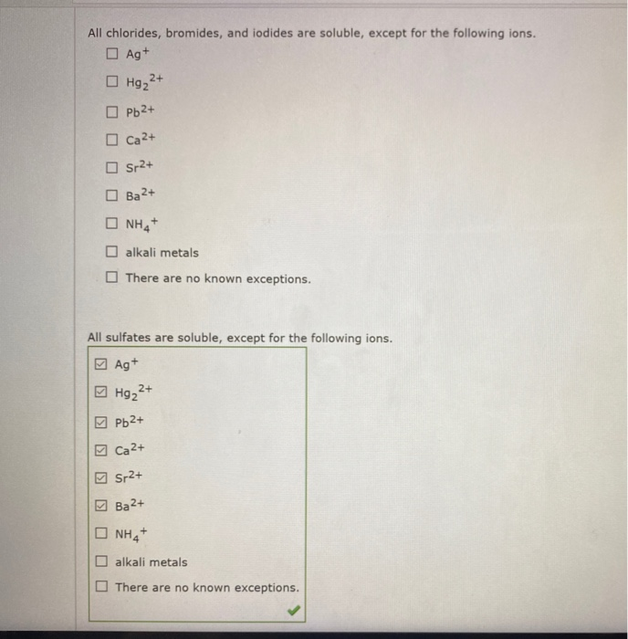 Solved Summarize the solubility guidelines for common ions. | Chegg.com