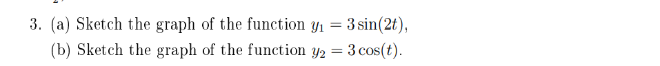 Solved (a) ﻿Sketch the graph of the function y1=3sin(2t),(b) | Chegg.com