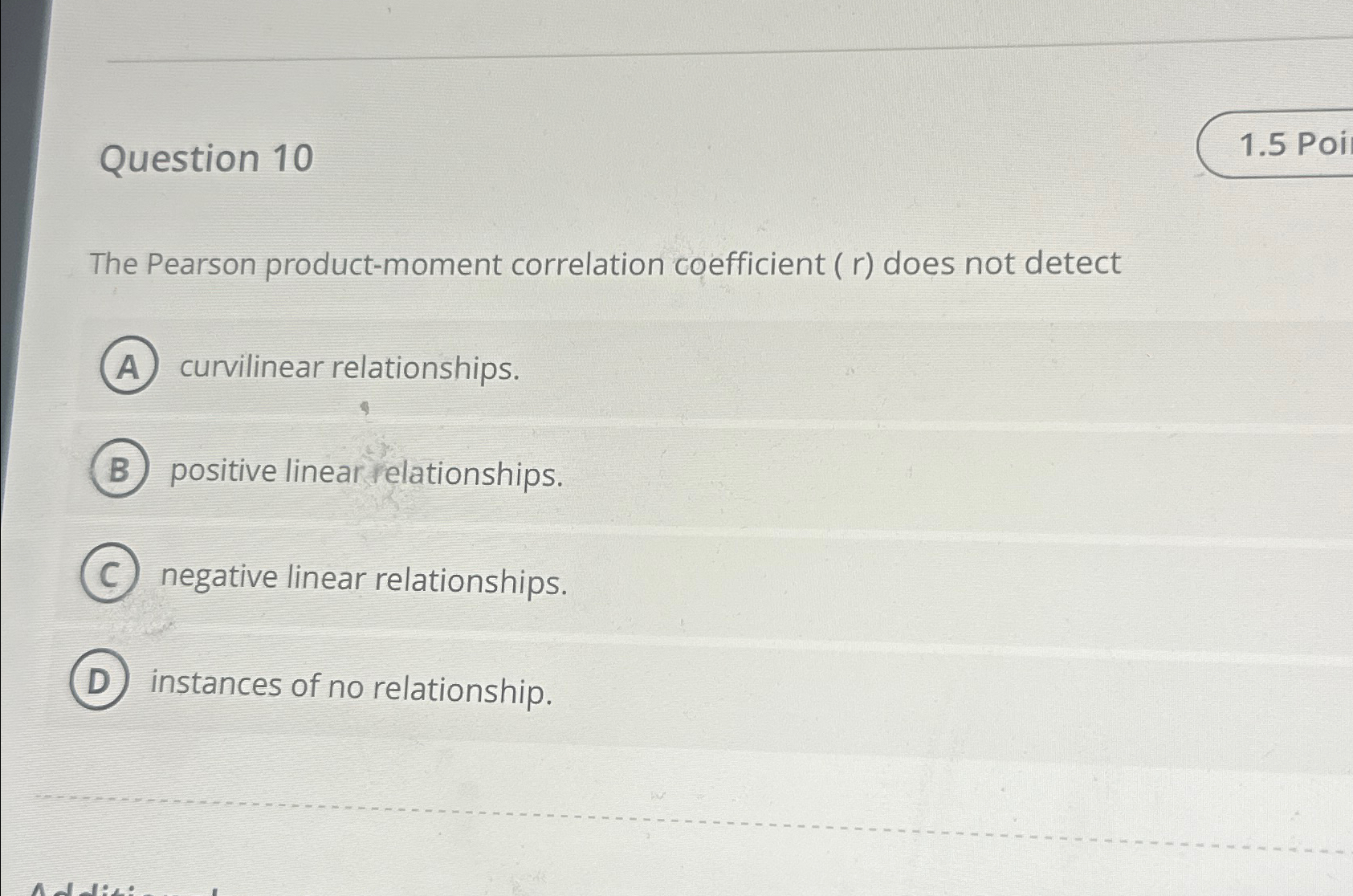 Solved Question 10The Pearson product-moment correlation | Chegg.com Solved Question 10The Pearson product-moment correlation | Chegg.com