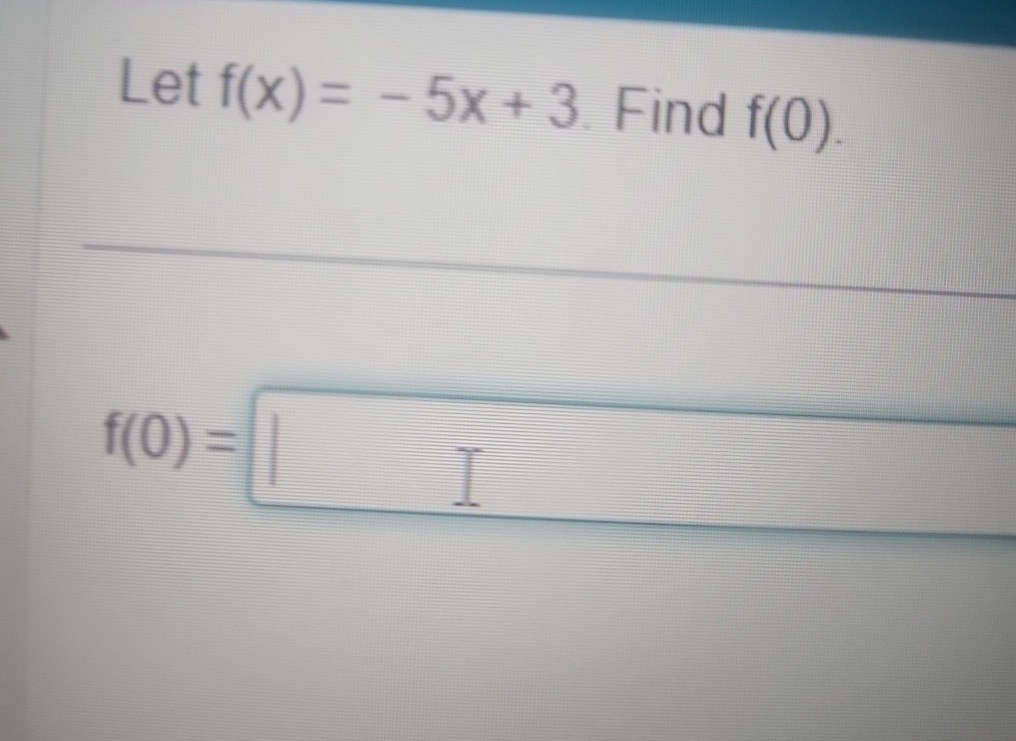 Solved Let f(x)=-5x+3. ﻿Find f(0)f(0)= | Chegg.com