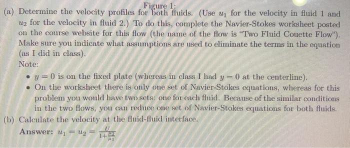 Solved 1. Two immiscible, incompressible, viscous fluids | Chegg.com