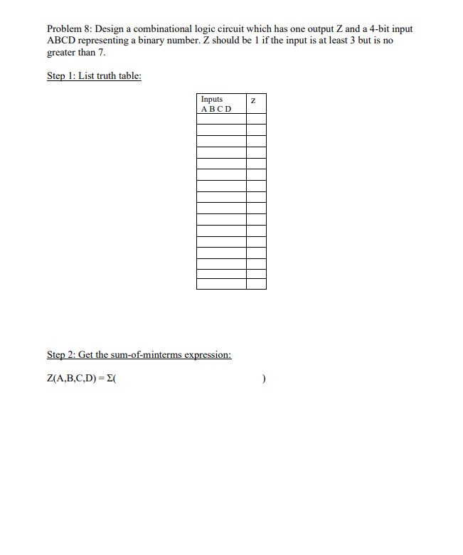 Solved Step 3: Simplify using K-map and derive the minimized | Chegg.com