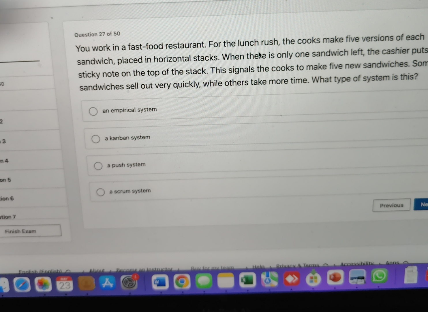 Solved Question 27 ﻿of 50You work in a fast-food restaurant. | Chegg.com