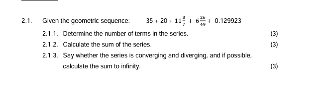Solved 2.1. ﻿Given the geometric sequence: | Chegg.com