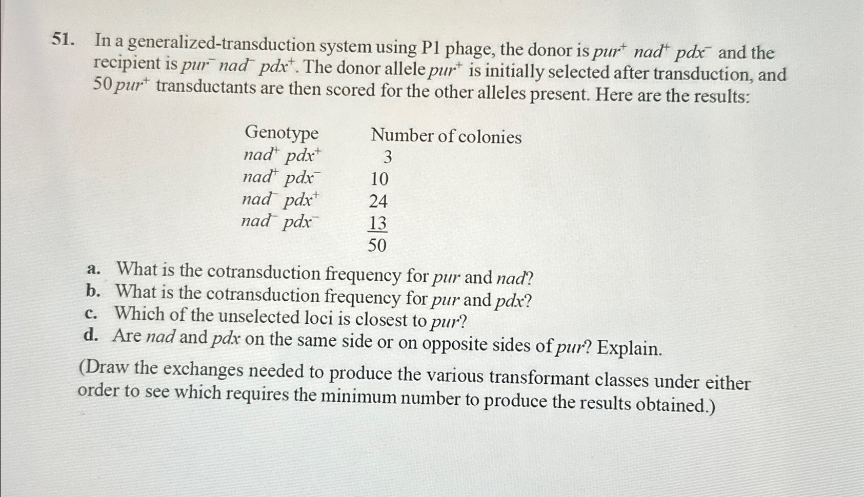 Solved In a generalized-transduction system using P1 ﻿phage, | Chegg.com