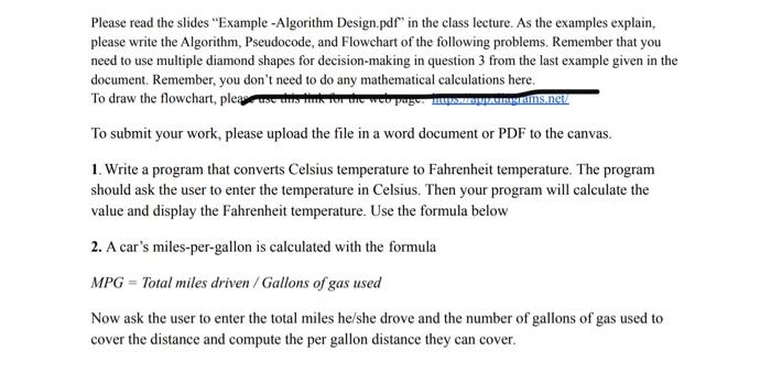 Solved Please read the slides "Example -Algorithm | Chegg.com