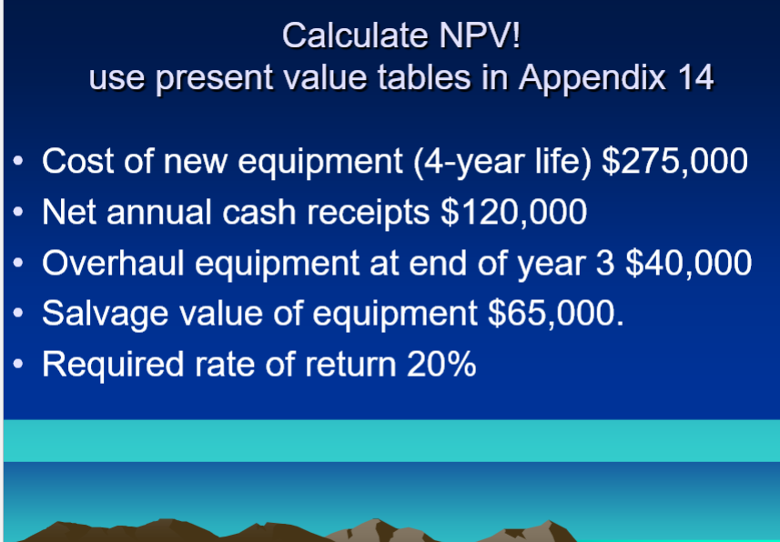 Solved Calculate Npv ﻿use Present Value Tables In Appendix 8246
