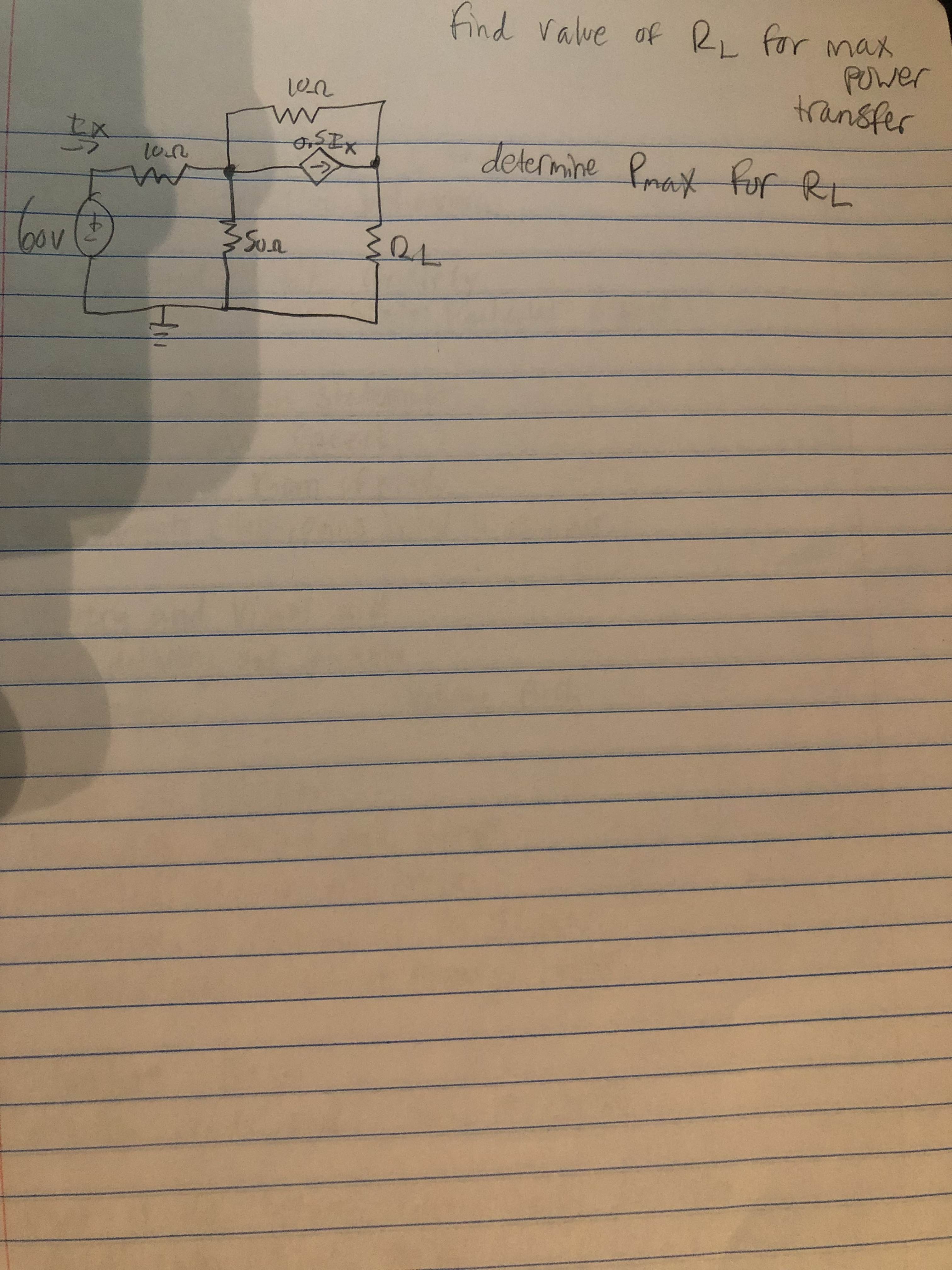 Solved Find value of RL ﻿for max power transferdetermine | Chegg.com