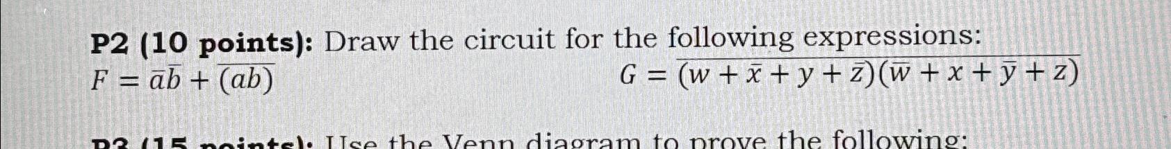 Solved P2 (10 ﻿points): Draw the circuit for the following | Chegg.com