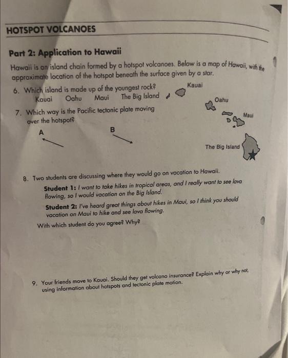 Solved Part 2: Application to Hawaii Hawaii is an island | Chegg.com