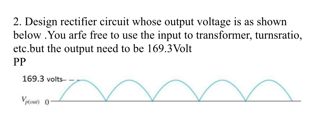Solved Design rectifier circuit whose output voltage is as | Chegg.com