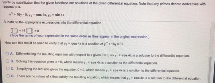 Solved Verify by substitution that the given functions are | Chegg.com
