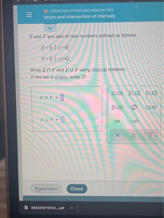 Solved III O LINEAR EQUATIONS AND INEQUALITIES Union and | Chegg.com