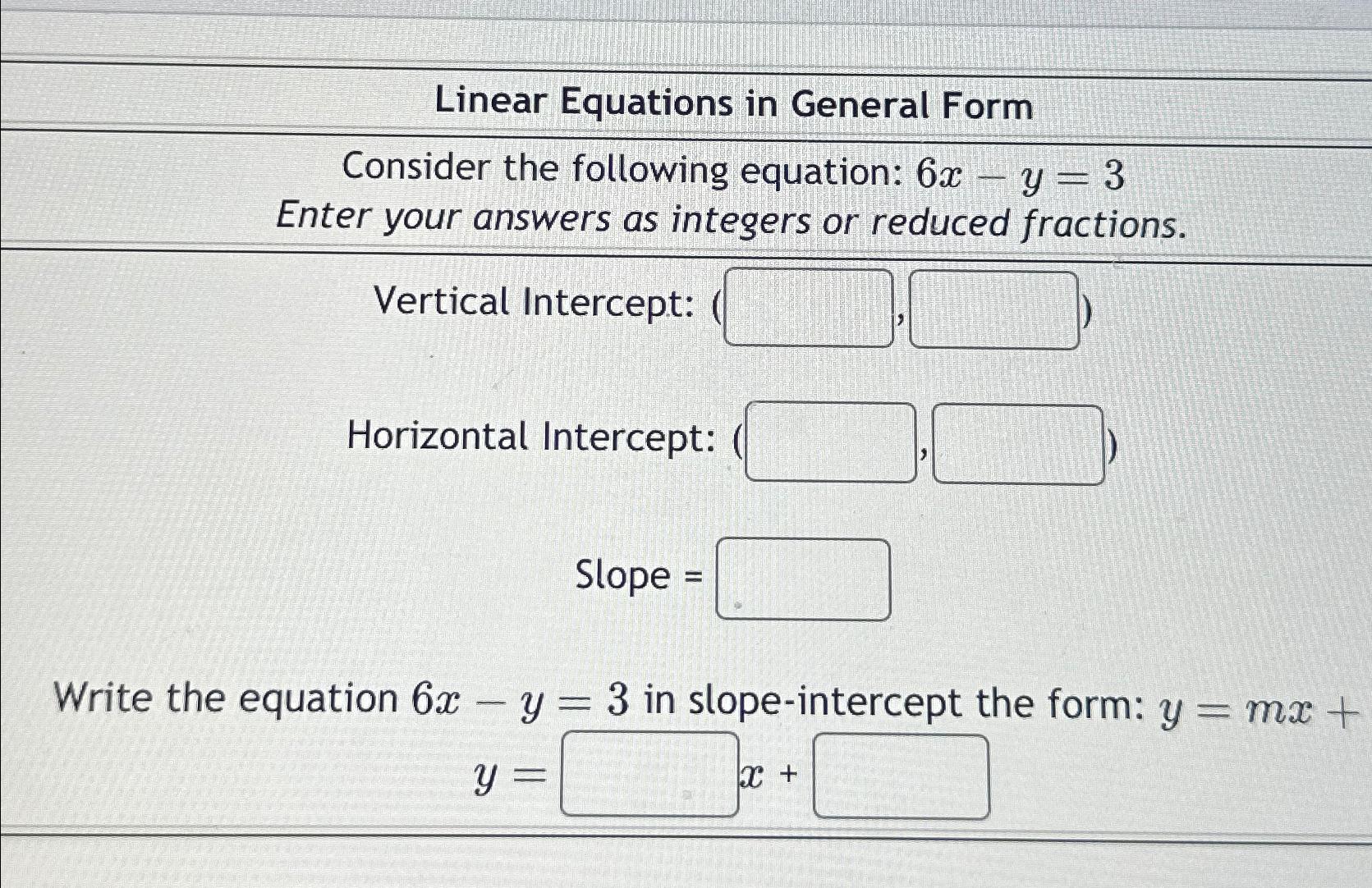 Solved Linear Equations in General FormConsider the | Chegg.com