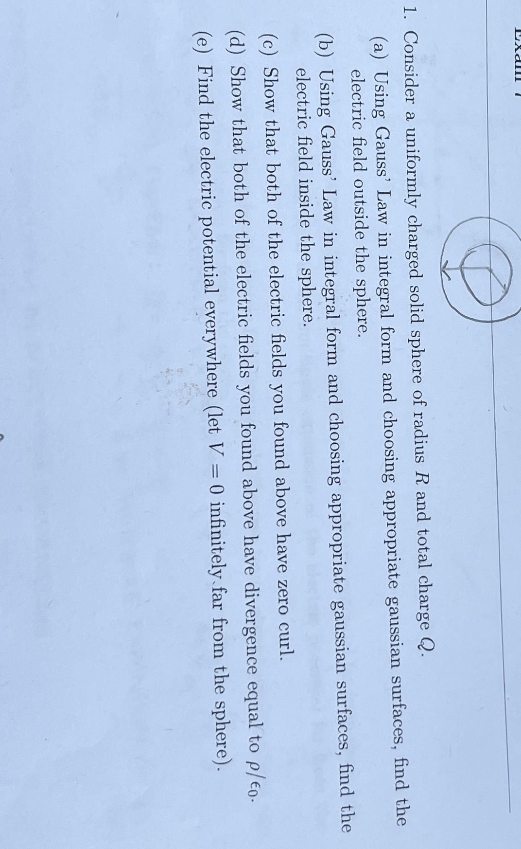 Solved Consider a uniformly charged solid sphere of radius R | Chegg.com
