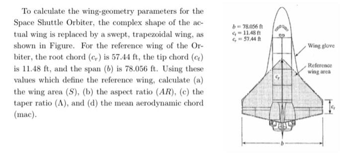 Solved To calculate the wing-geometry parameters for the | Chegg.com