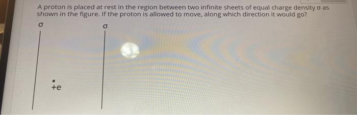 Solved A proton is placed at rest in the region between two | Chegg.com