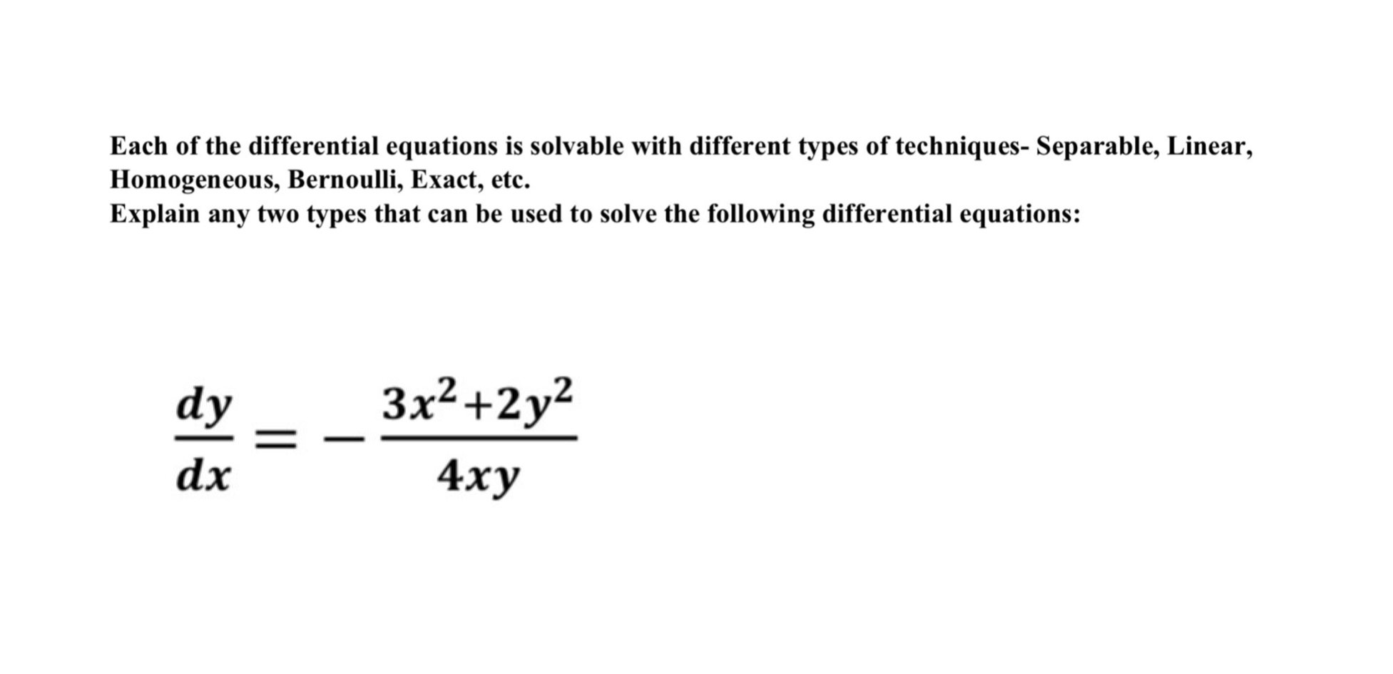 Solved Each of the differential equations is solvable with | Chegg.com