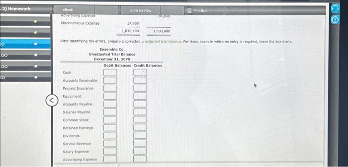 Solved Errors in Trial Balance Identify the errors in the | Chegg.com