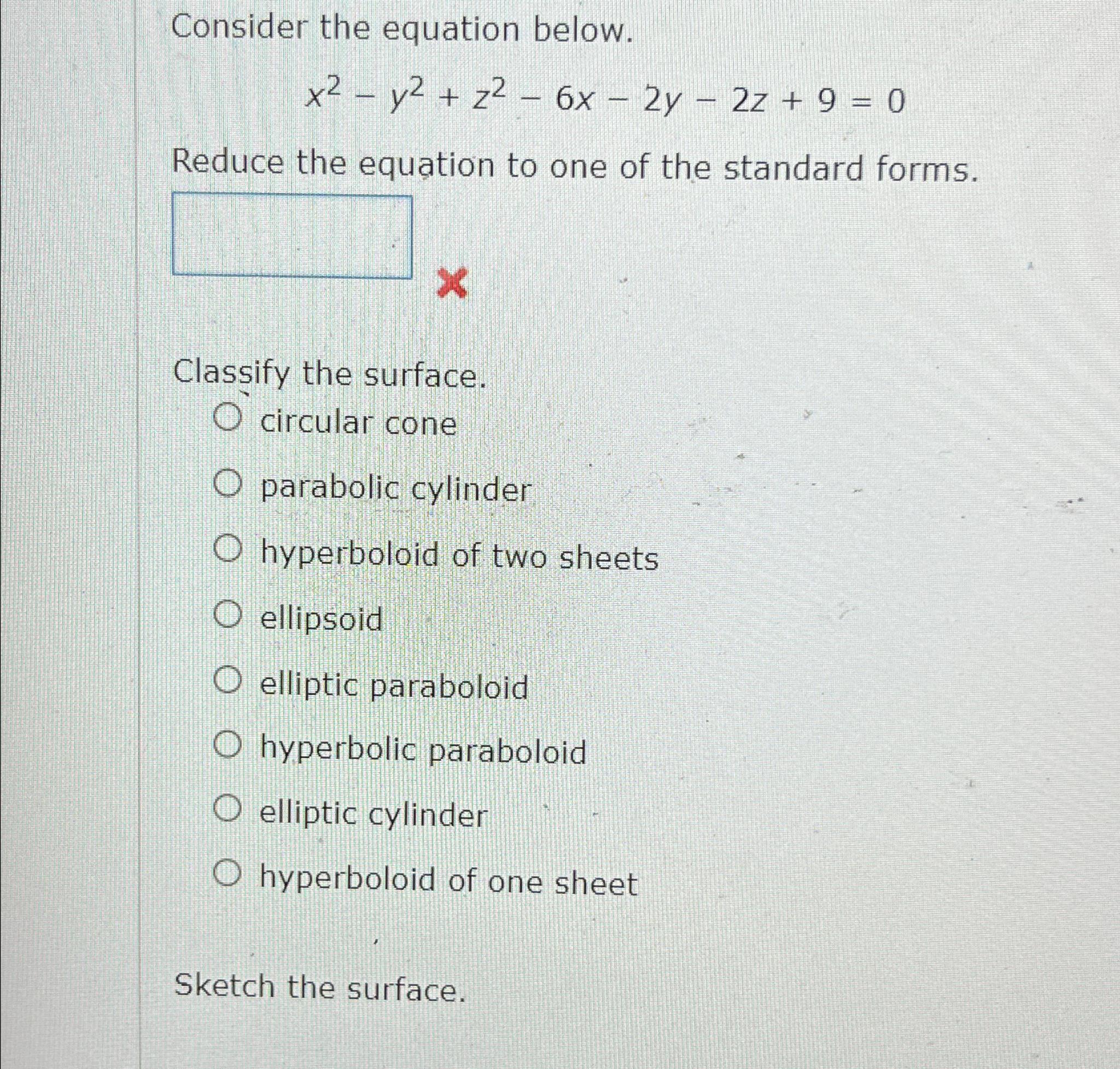 Solved Consider the equation | Chegg.com