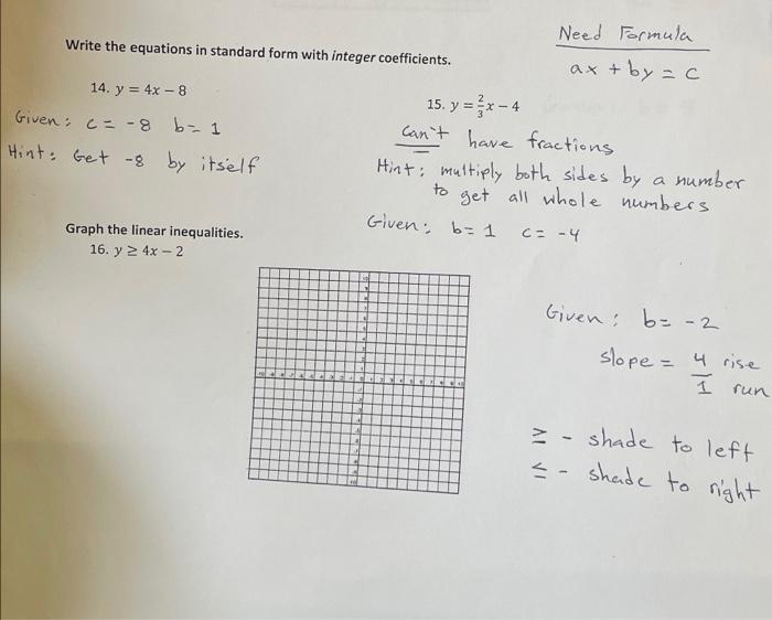 Solved Write the equations in standard form with integer | Chegg.com