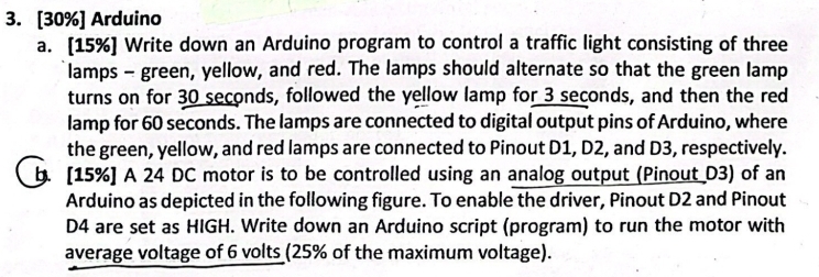 Solved 30% ﻿Arduinoa. [15%] ﻿Write down an Arduino program | Chegg.com
