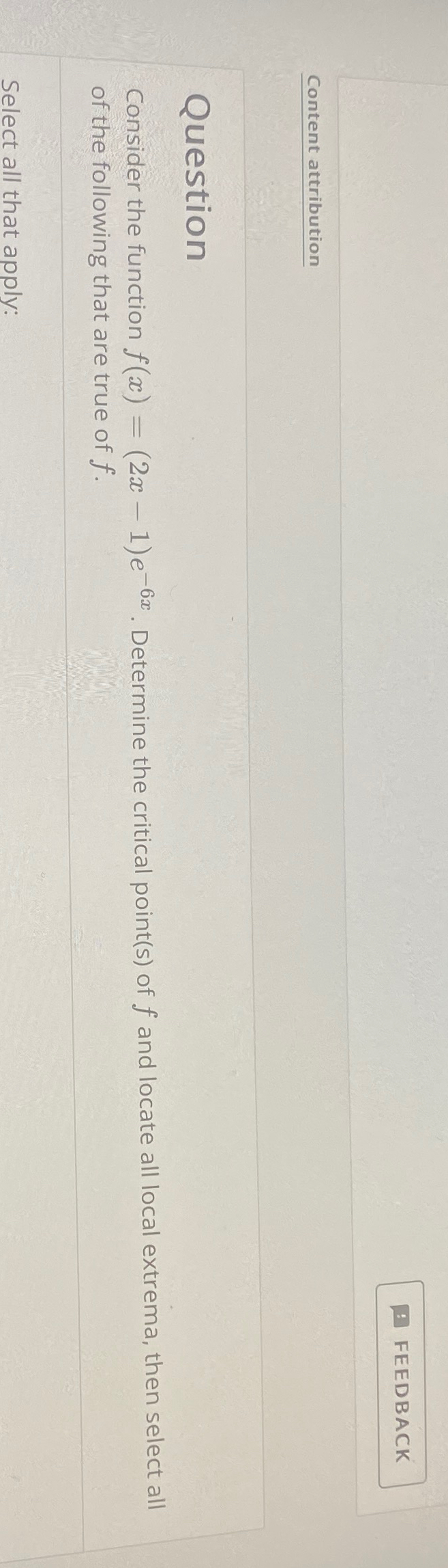 Solved Content attributionQuestionConsider the function | Chegg.com