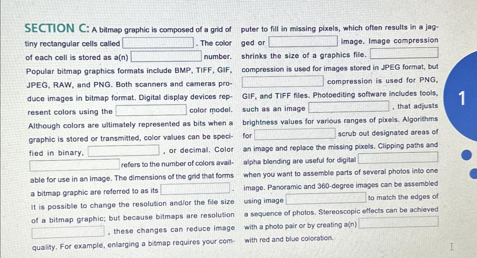 Solved SECTION C: A bitmap graphic is composed of a grid of | Chegg.com