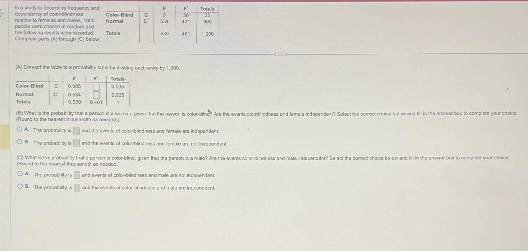 Solved In a study to determine frequency and dependency of | Chegg.com