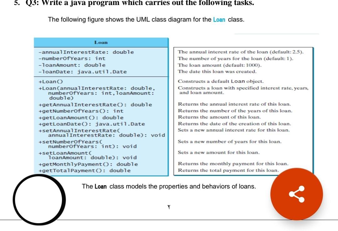 Solved 5. Q3: Write a java program which carries out the | Chegg.com