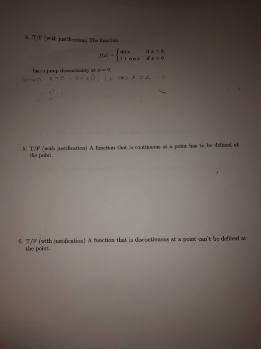 Solved 4. T/F (with justification) The function sin f(2) | Chegg.com