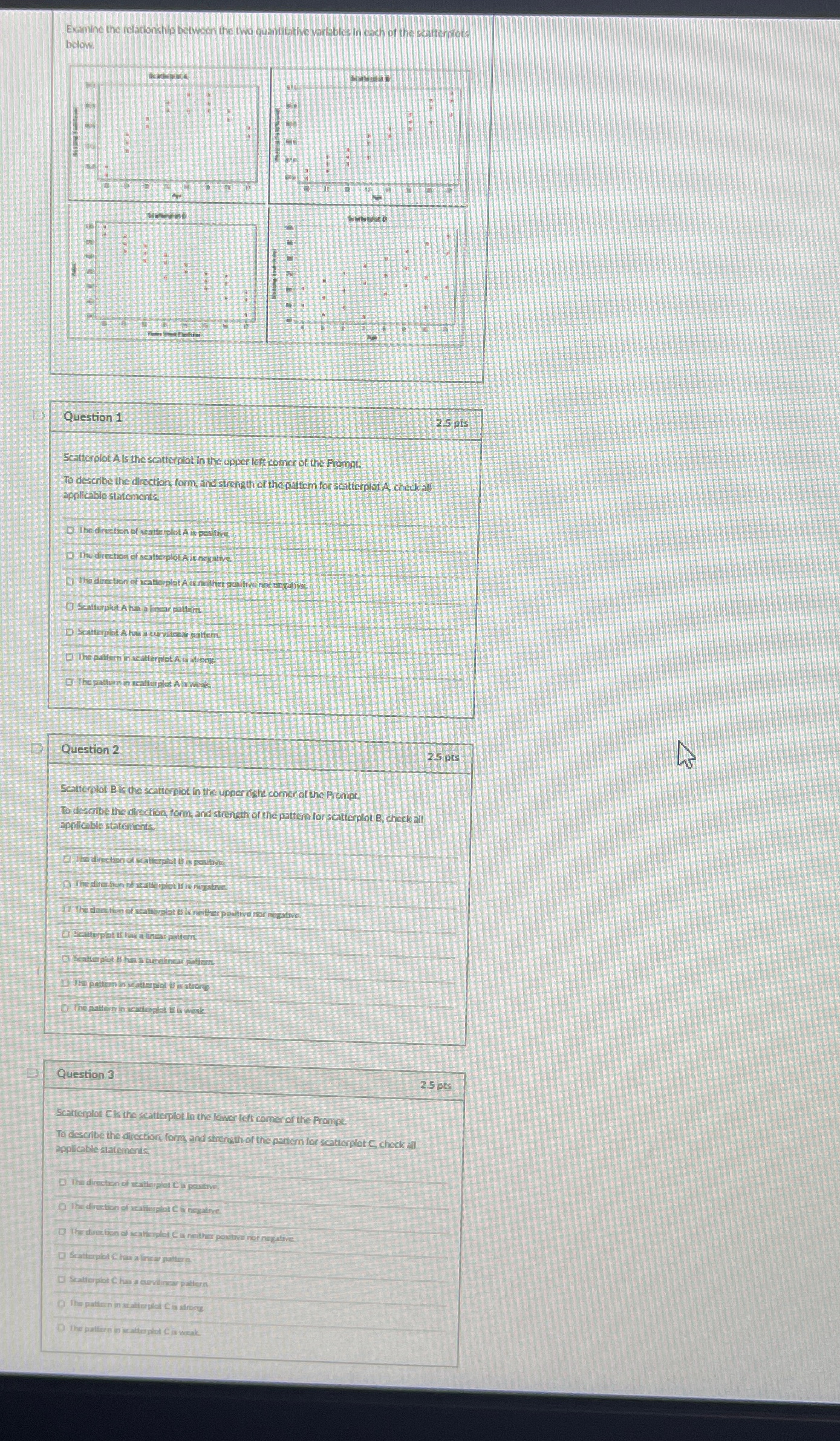Solved hallusQuestion 125 ﻿pitsScatterplot A ﻿is the | Chegg.com