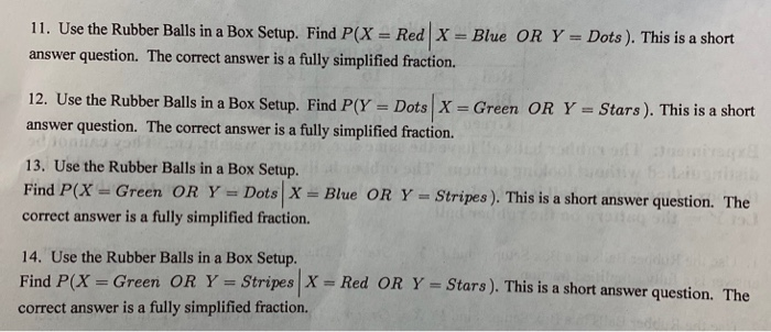 Solved Chart Based Probability Section Rubber Balls in a Box | Chegg.com