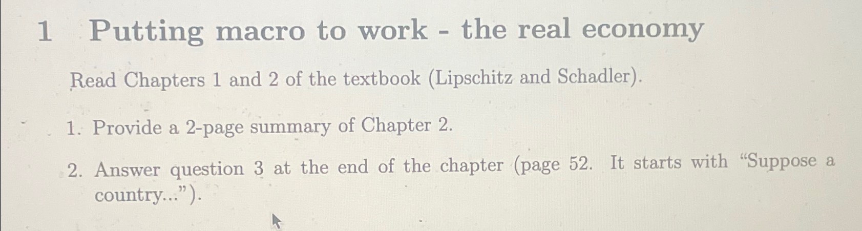 Solved 1 ﻿Putting macro to work - ﻿the real economyRead | Chegg.com