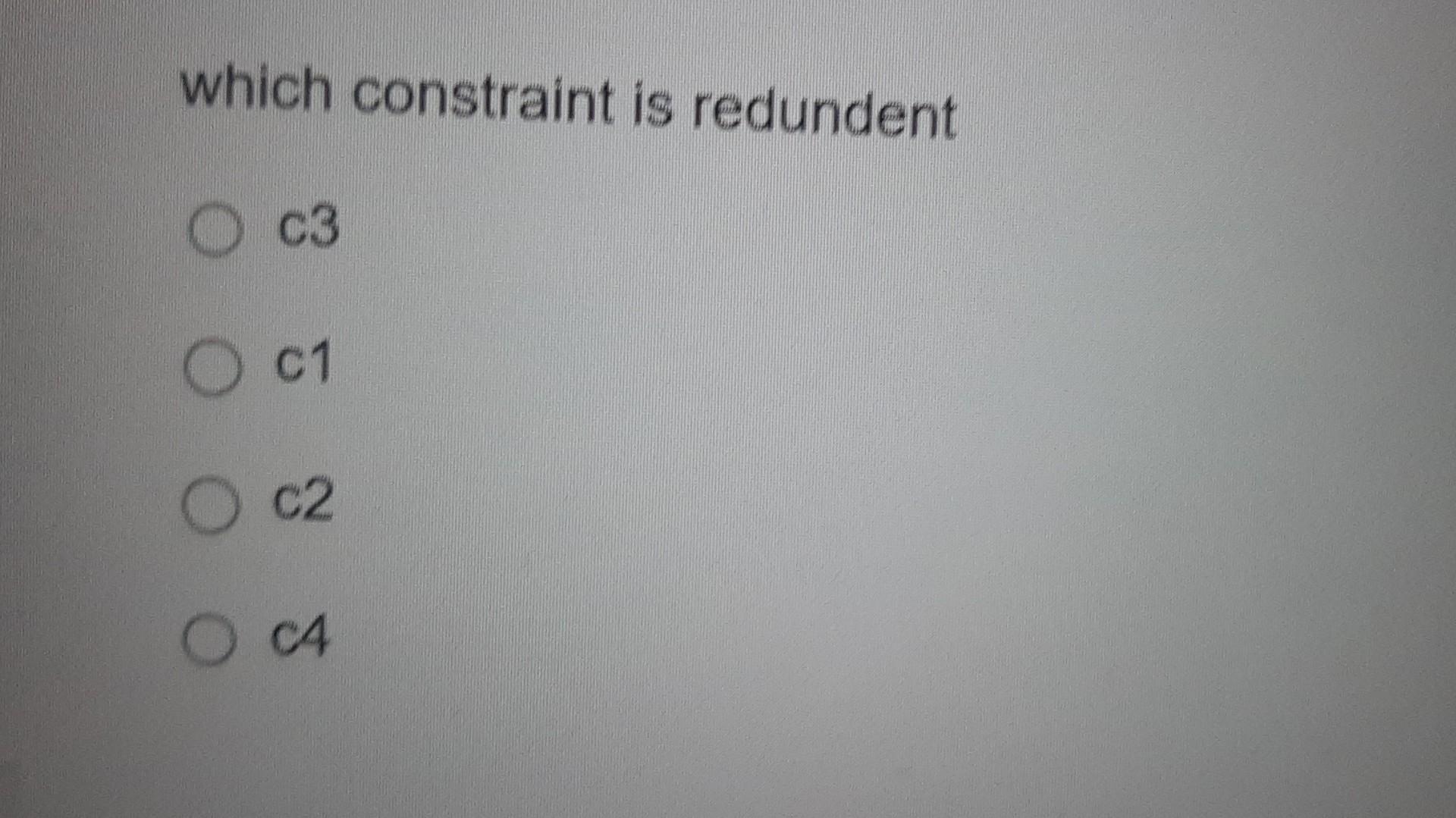 Solved which constraint is redundent c3 c1 c2 c4 | Chegg.com