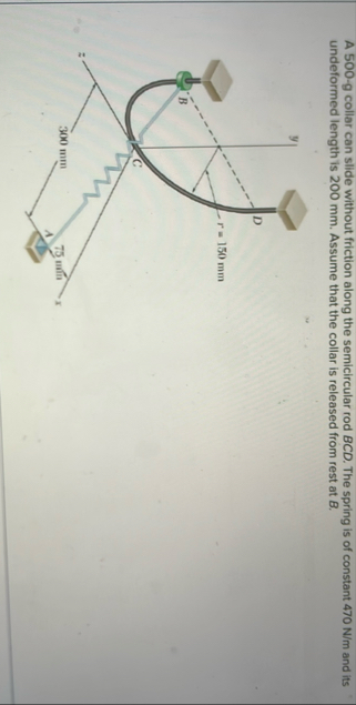 Solved A 500-g collar can slide without friction along the | Chegg.com