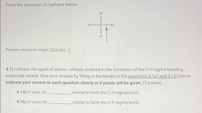 Solved From the structure of methane below: Problem viewing | Chegg.com