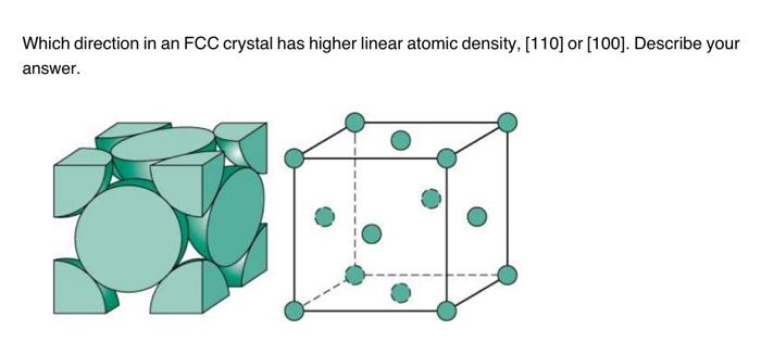 Solved Which direction in an FCC crystal has higher linear | Chegg.com