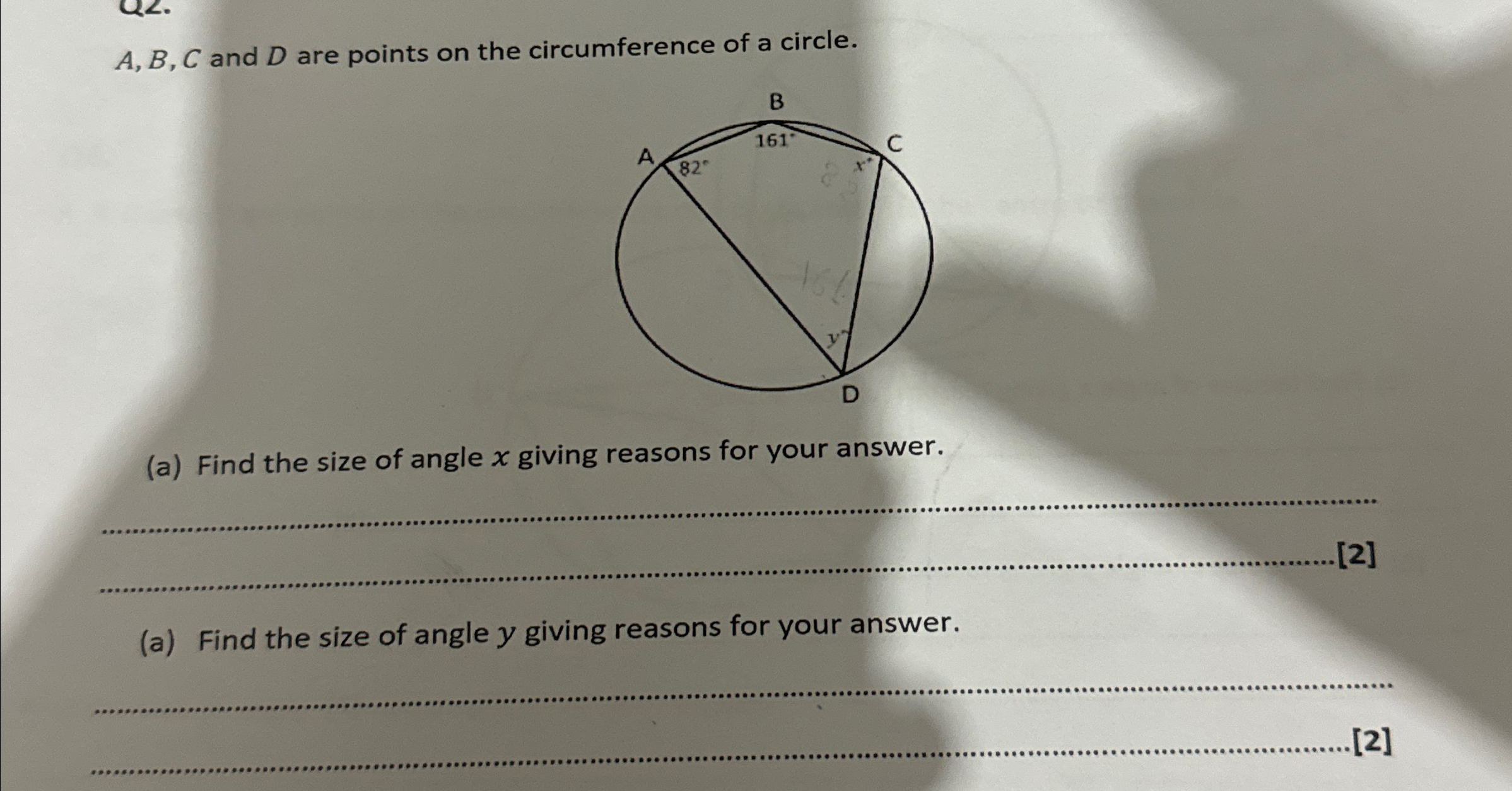 Solved A,B,C ﻿and D ﻿are points on the circumference of a | Chegg.com