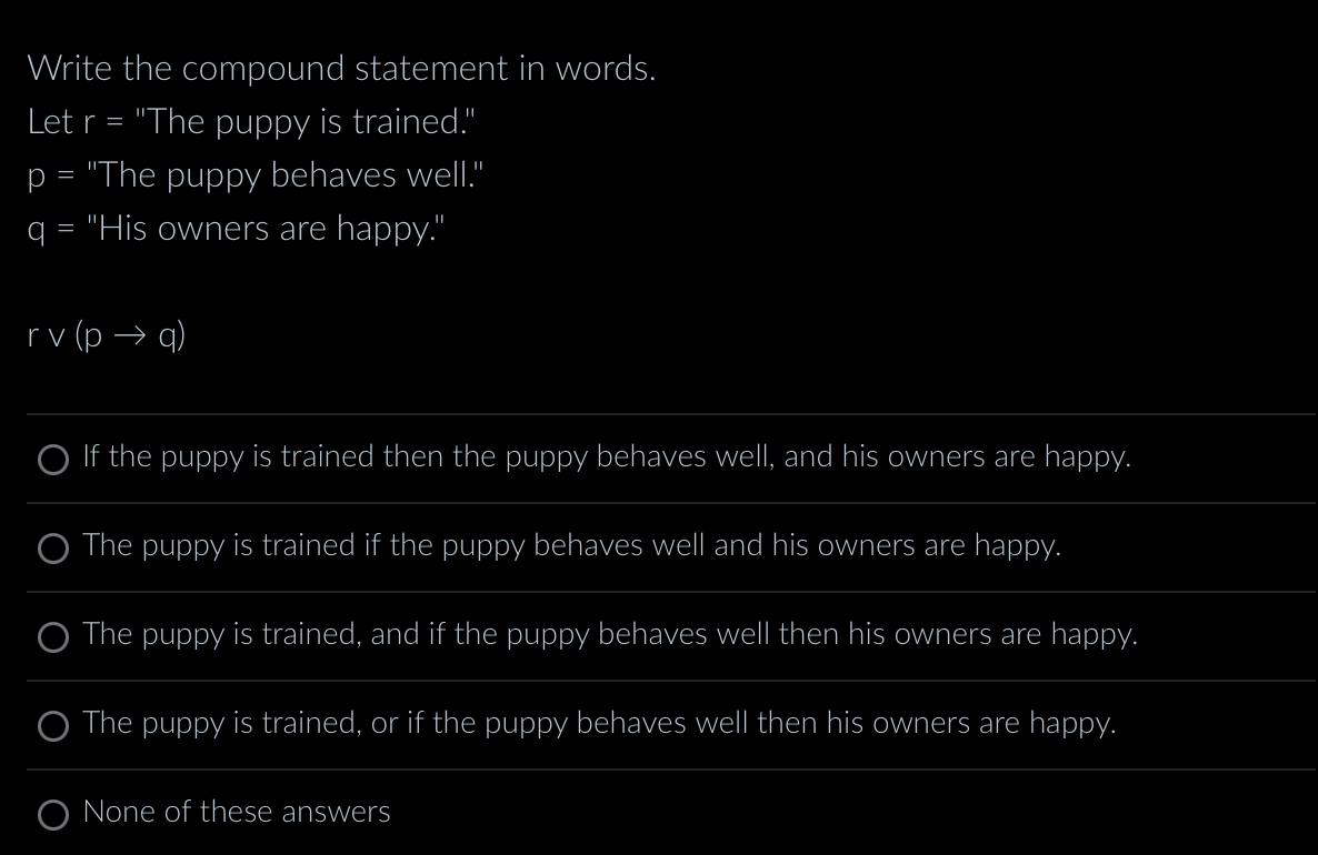 Solved Write the compound statement in words.Let r= ﻿"The | Chegg.com