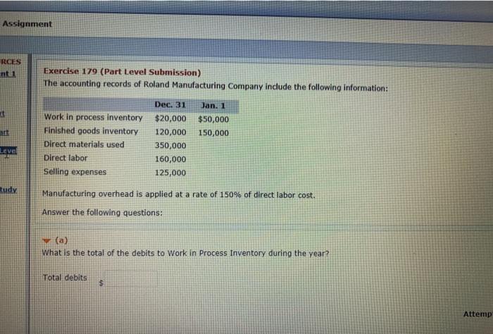 Solved Assignment RCES nt 1 Exercise 179 (Part Level | Chegg.com