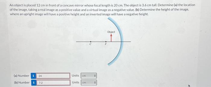 Solved An object is placed 12 cm in front of a concave | Chegg.com