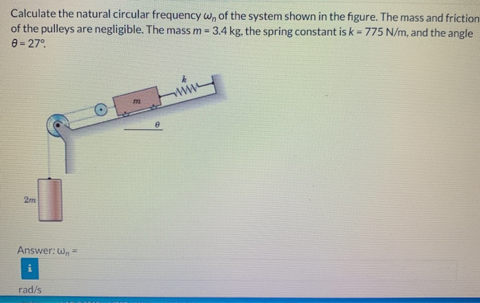 Solved Calculate the natural circular frequency w of the | Chegg.com