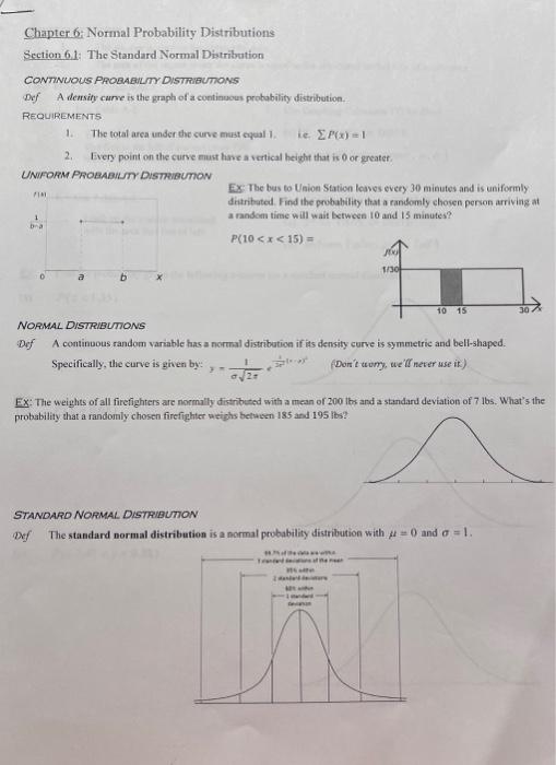 Solved Chapter 6. Normal Probability Distributions Section | Chegg.com