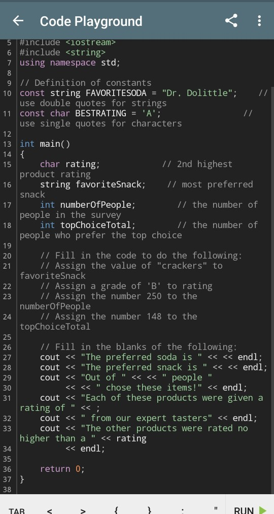Solved Code Playground 1 // This program demonstrates the | Chegg.com