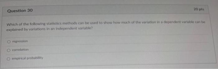 Solved Which of the following statistics methods can be used | Chegg.com