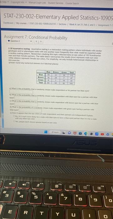 Solved Assignment 7: Conditional Probability 3) Are | Chegg.com