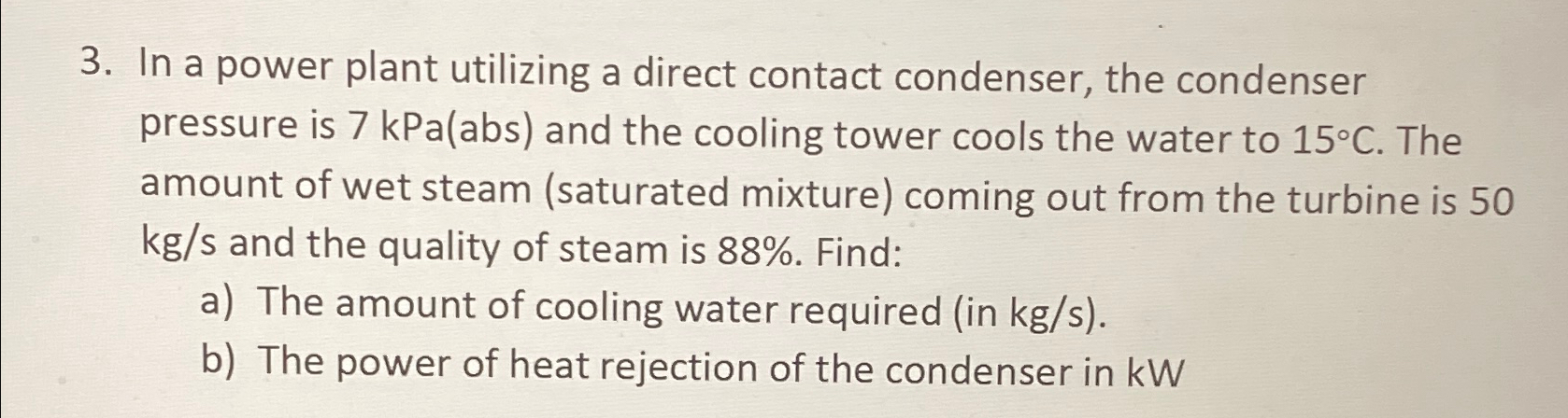 Solved In a power plant utilizing a direct contact | Chegg.com