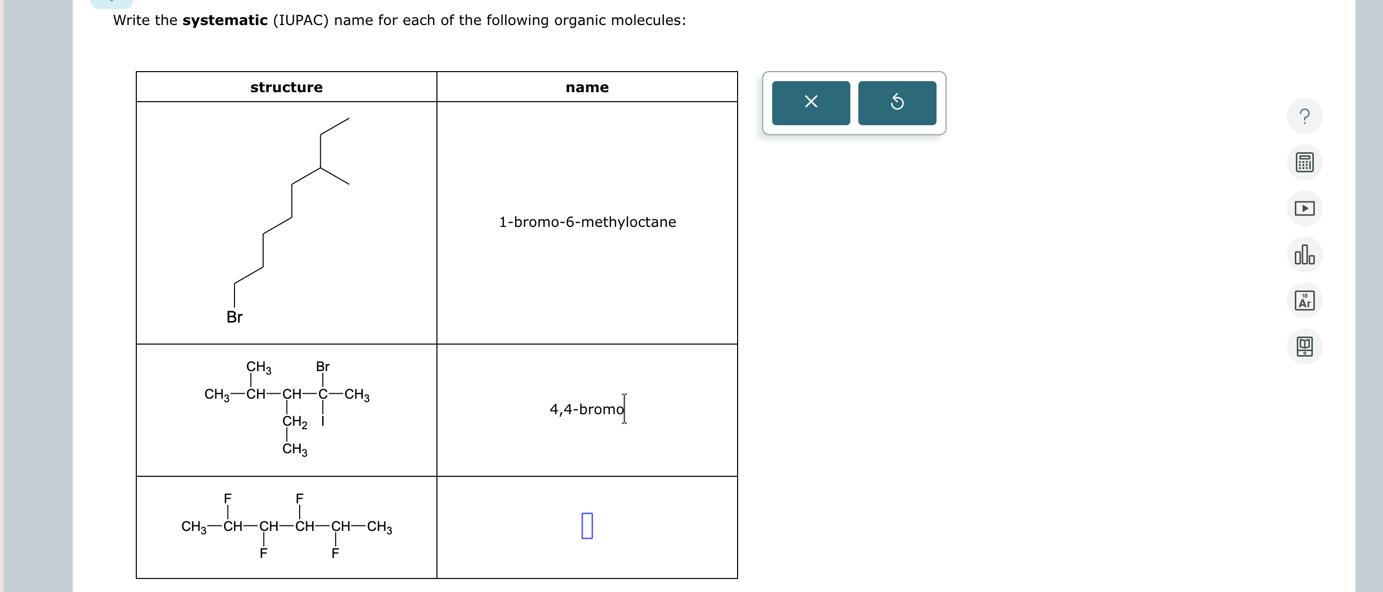 Solved Write the systematic (IUPAC) ﻿name for each of the | Chegg.com